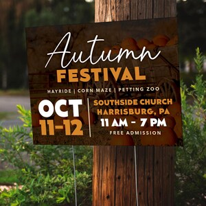 Autumn Festival Promotional Yard Sign, 24''x18'' Coroplast Yard Sign W ...
