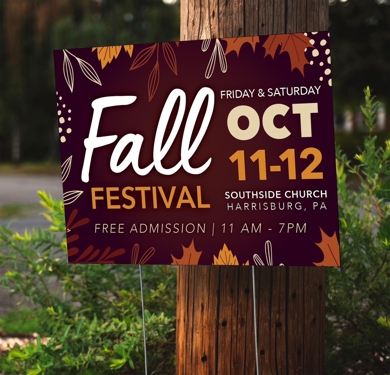 Custom Promotional Event Yard Sign for Fall, 24''x18'' Coroplast Yard ...