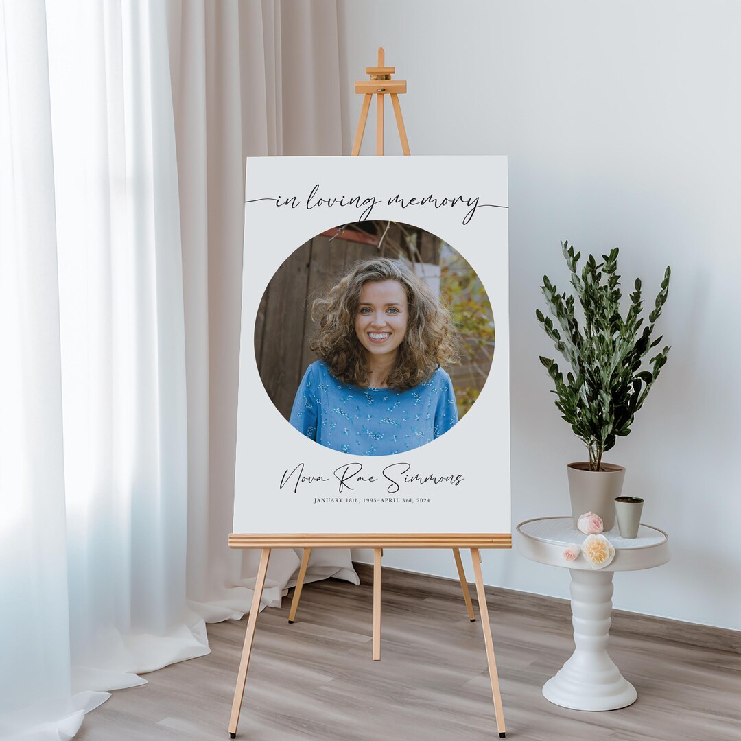 Memorial Service Welcome Tribute Sign W/ Photo, Personalized in Loving ...