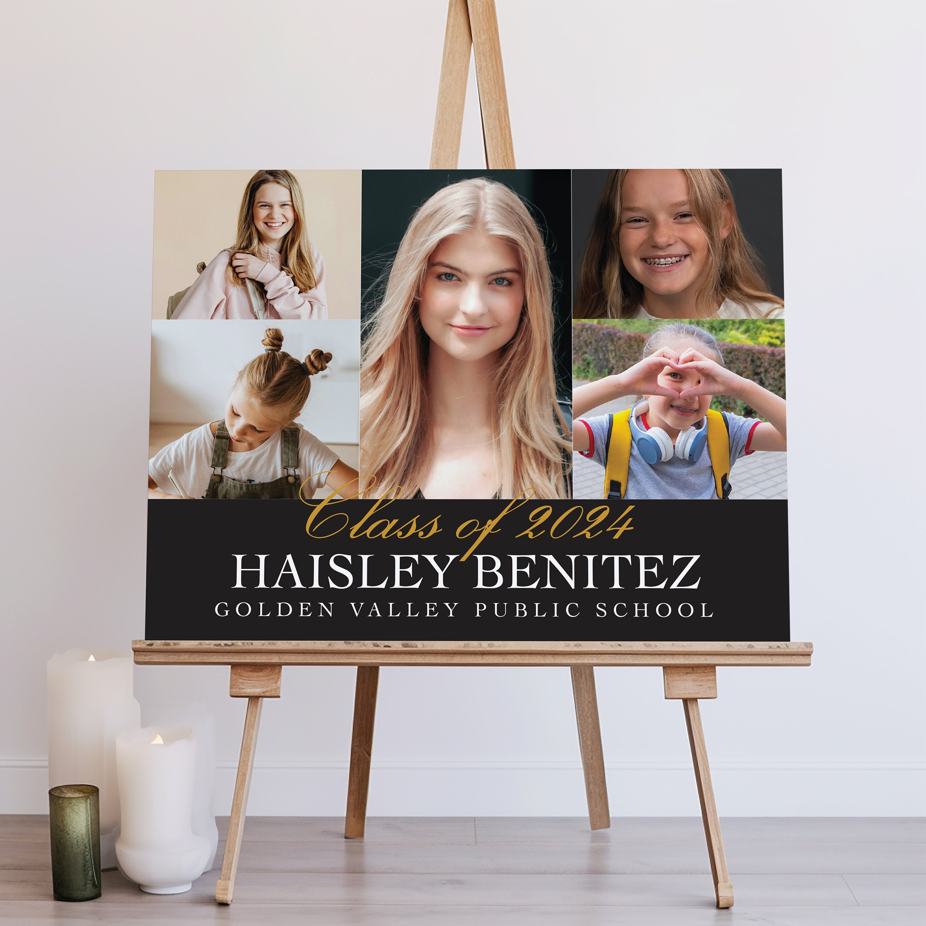 5 Photo Class of 2024 Graduation Collage Grad Party Welcome Sign, High ...