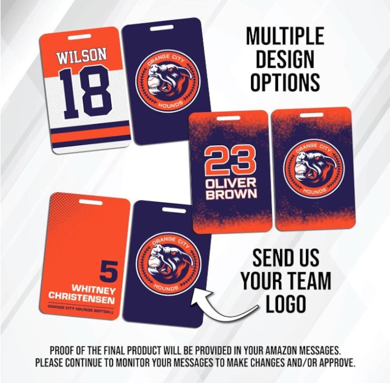 Custom Sports Bag Tag: Personalized Team Logo, Name & Number - Etsy