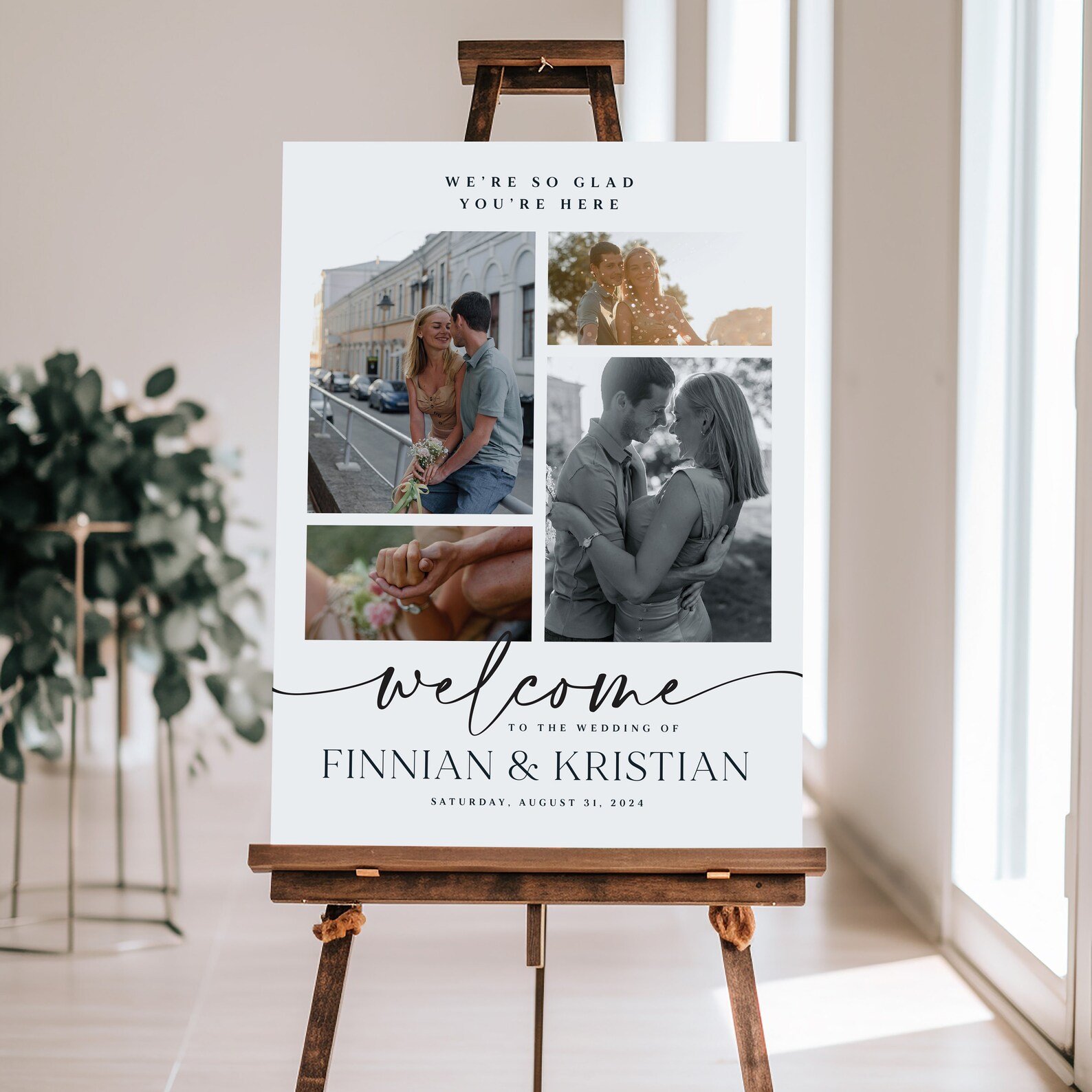 Custom Wedding Welcome Sign With Photo Collage | Personalized Couple ...
