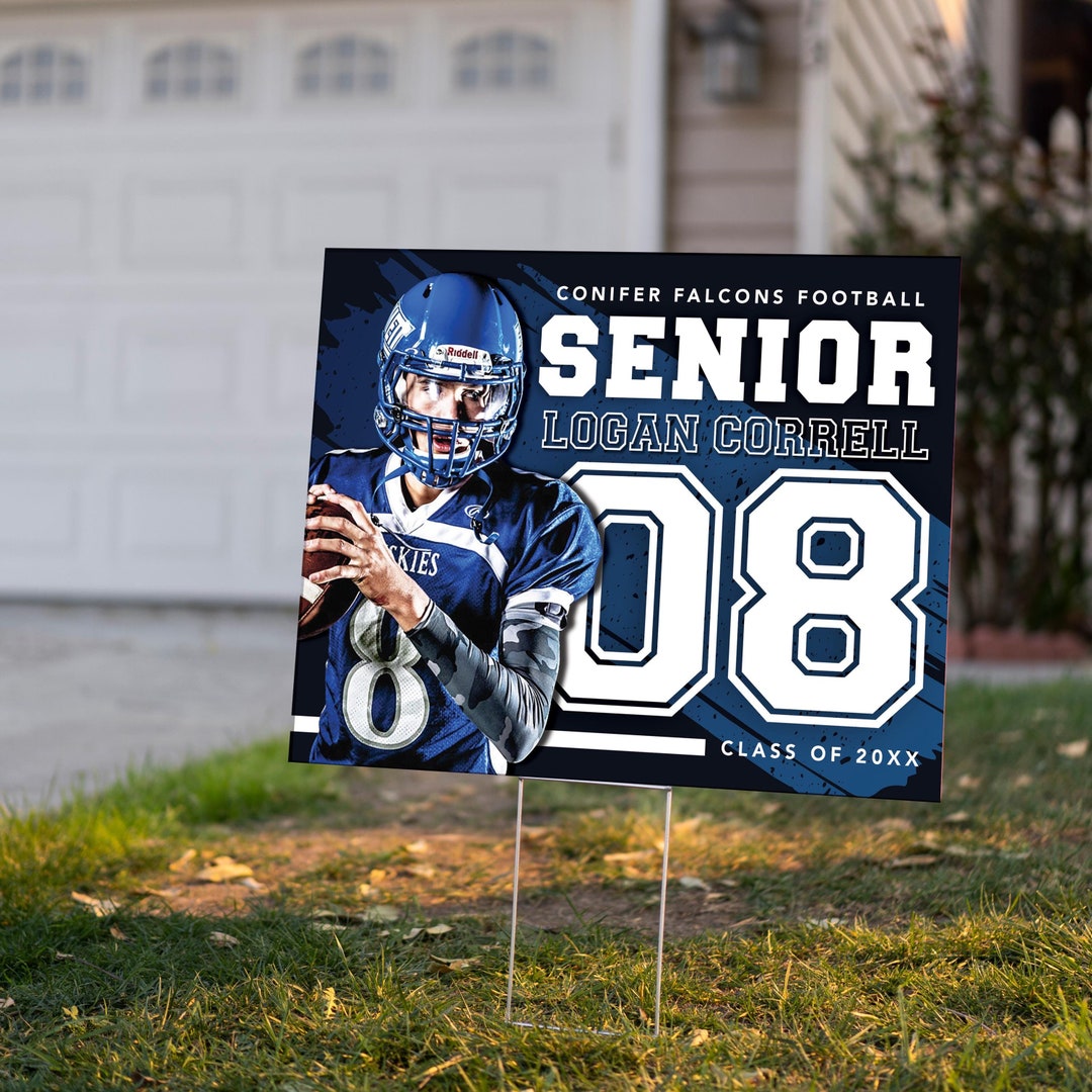 SENIOR Football Yard Sign 24''x18'' Custom Sports Yard Sign Coroplast ...