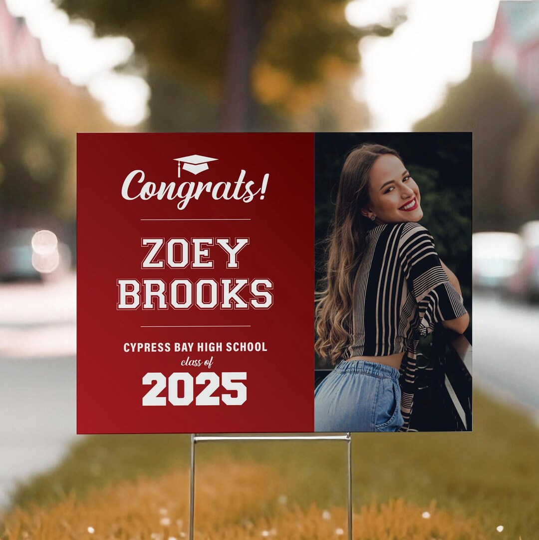 Congrats Senior Graduation Lawn Sign - 24''x18'' Custom Coroplast Front ...