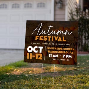 Autumn Festival Promotional Yard Sign, 24''x18'' Coroplast Yard Sign W ...