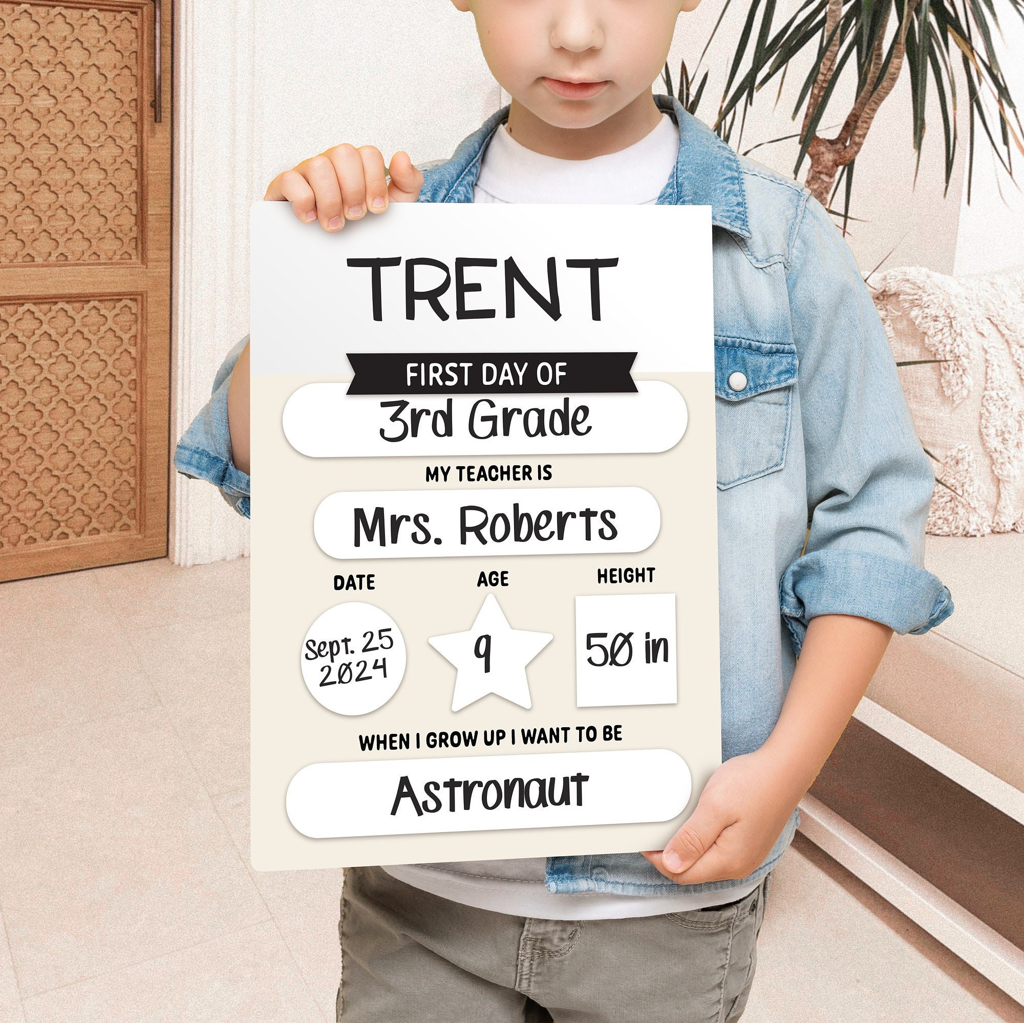 Back to School Sign Reusable Dry Erase Board, Custom First Day of ...