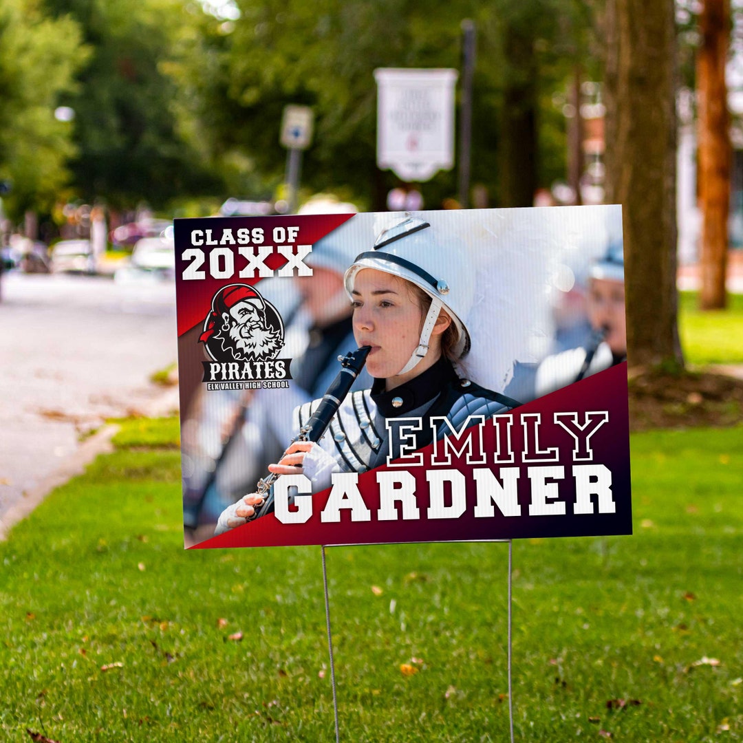 Custom Marching Band Yard Sign: Photo, Name, School Colors (24''x18 ...