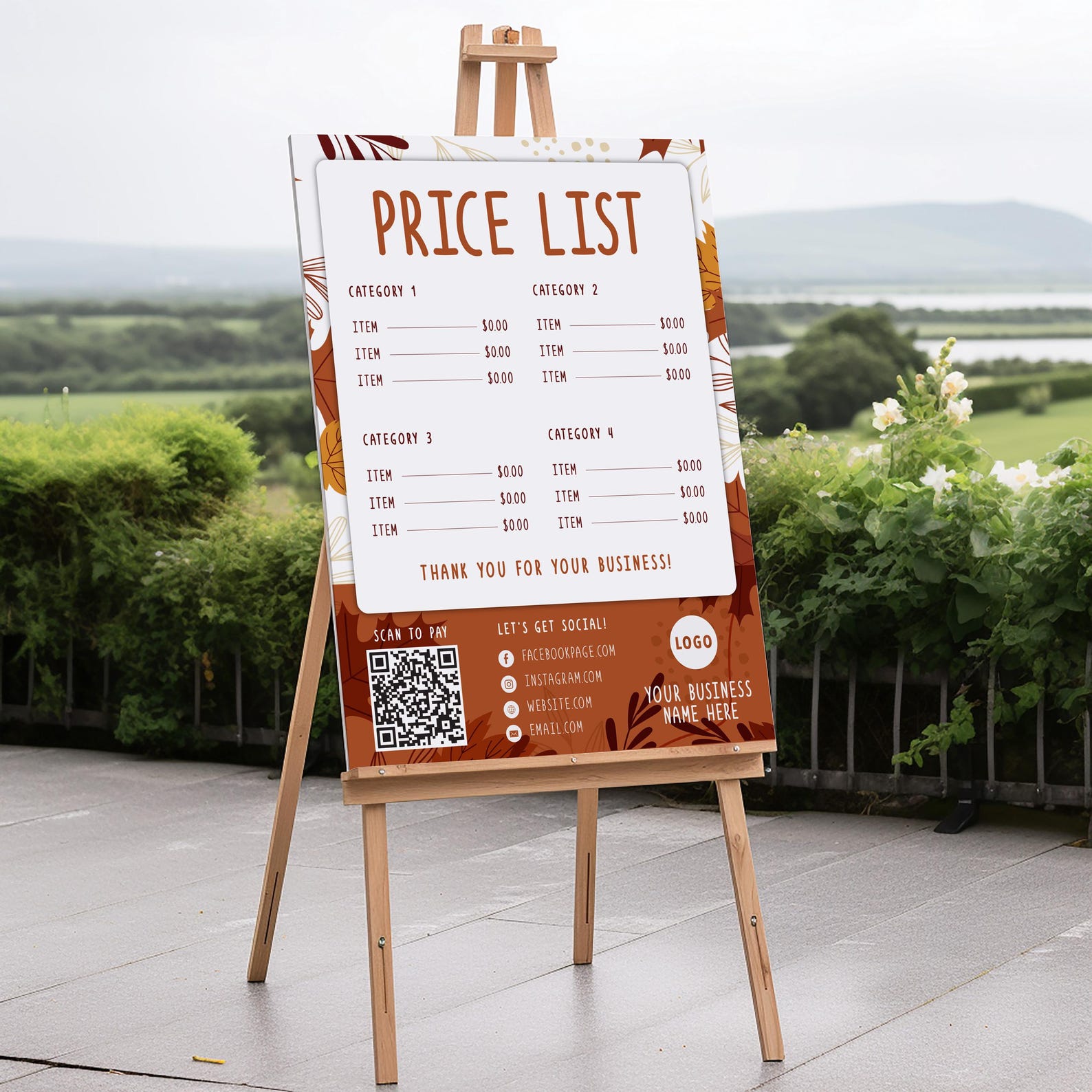 Fall Fair Vendor Price List & Scan to Pay Sign, Pricing Sign, Local ...