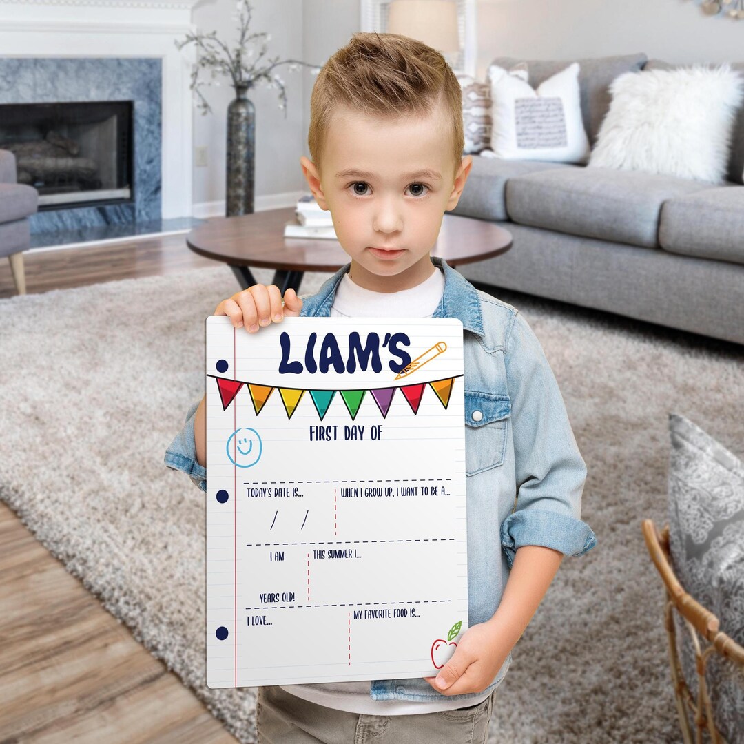 1st Day of School Dry Erase Board, Custom Name, Back-to-school ...