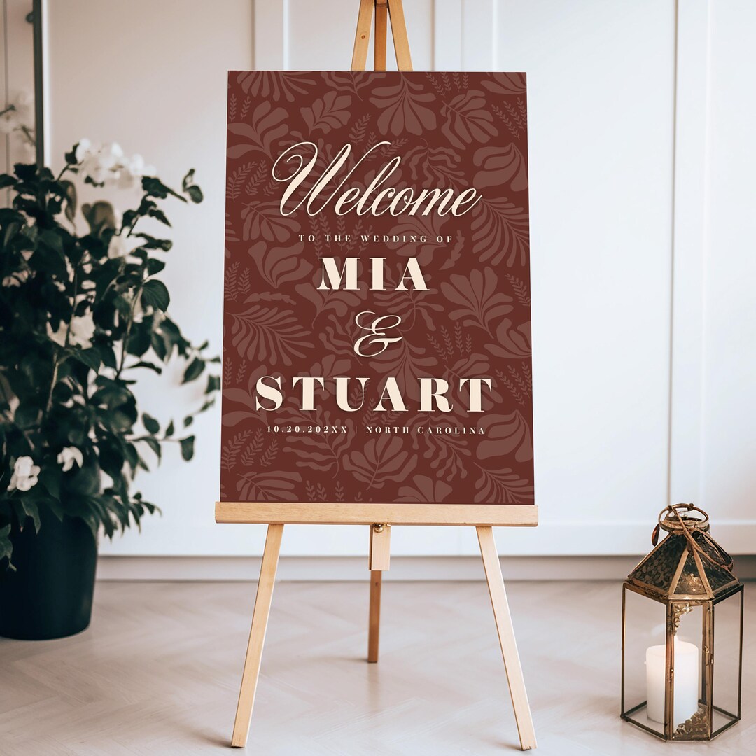 Fall Wedding Welcome Signage, Elegant Seasonal Wedding Signs, Nuptial ...