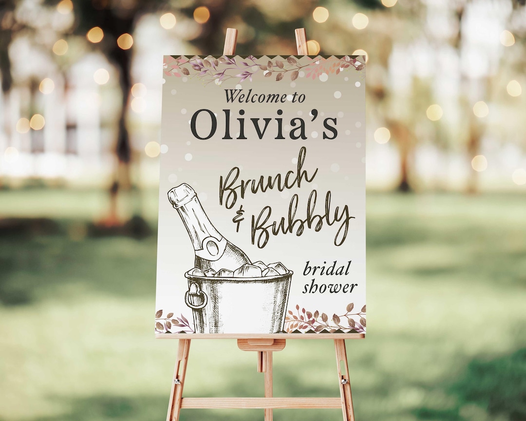 Brunch & Bubbly Bridal Shower Welcome Sign: Champagne Theme - Etsy