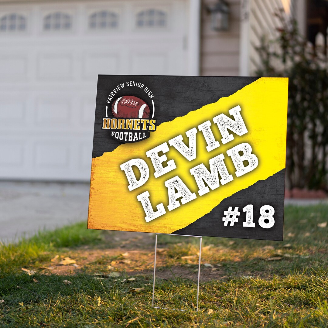 Football Senior Yard Sign Name & Number Personalized School Name Team ...