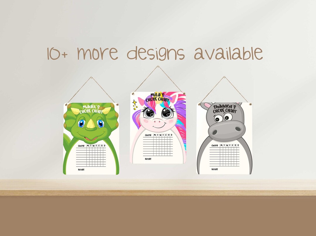 Chore Board Chore Chart, Personalized Whiteboard Sign, Animal Themed ...