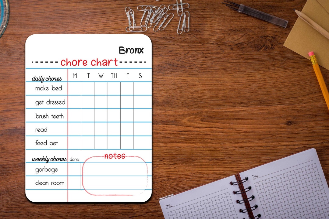 Dry Erase Chore Chart for Kids, Customizable Weekly Planner Chore Board ...