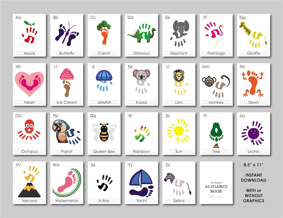 A-Z Alphabet Handprint Booklet | Alphabet Handprint Keepsake | Alphabet ...