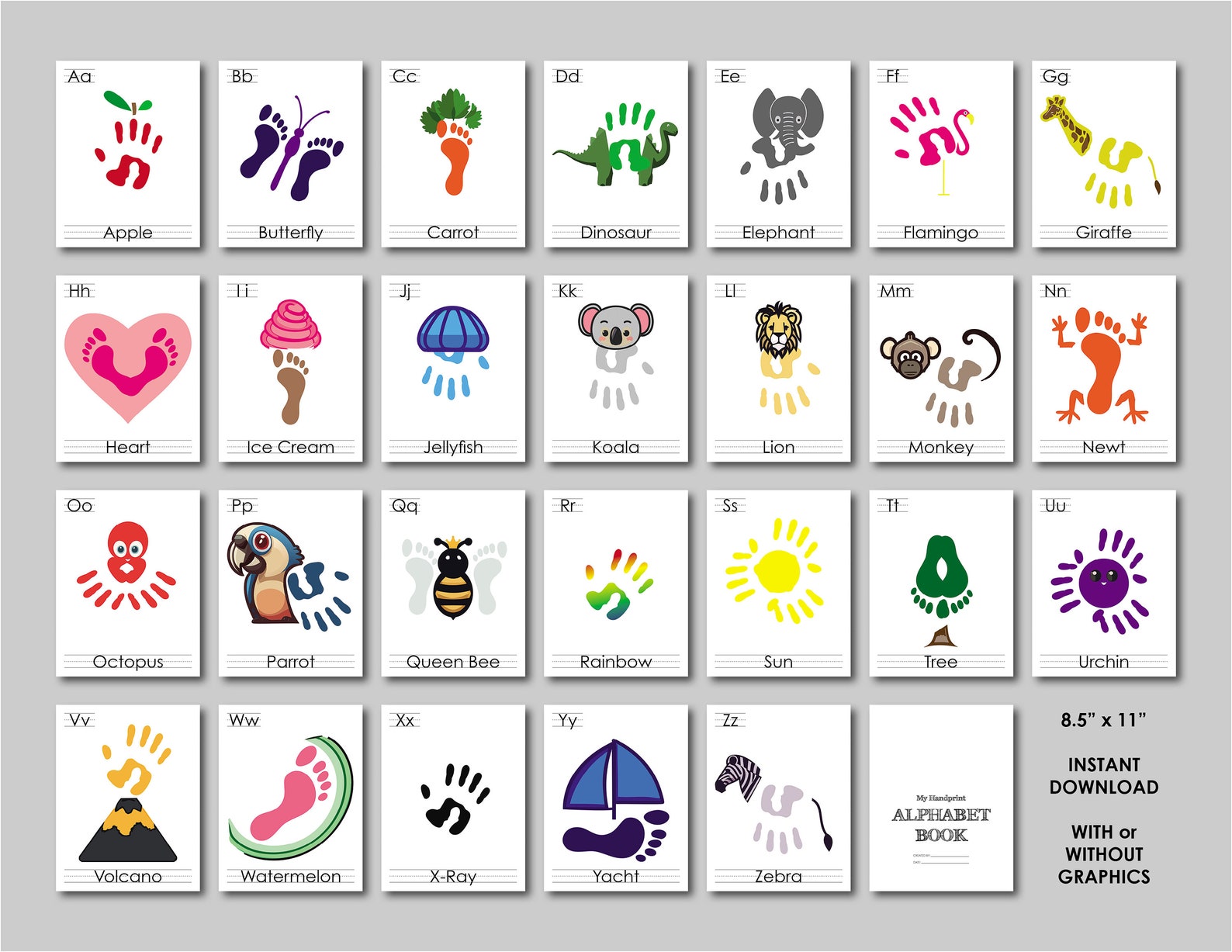 A-Z Alphabet Handprint Booklet | Alphabet Handprint Keepsake | Alphabet ...