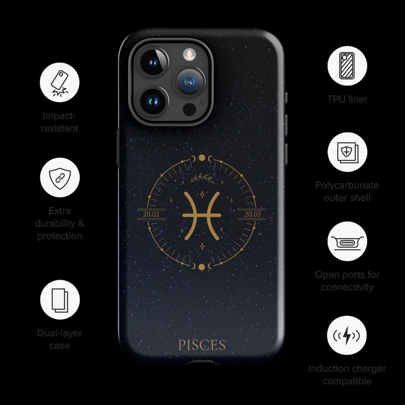 Pisces Fish Gold Phone Case Dreamy Water Sign Design Celestial Artistic ...