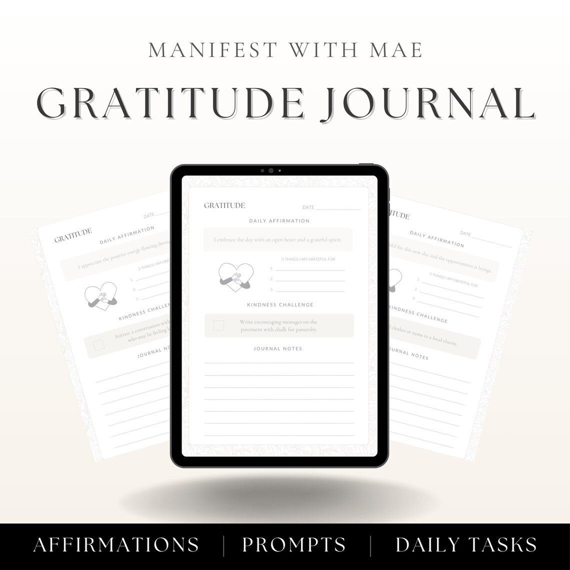 Gratitude Journal - Printable | Prompts | Affirmations | Kindness Tasks ...