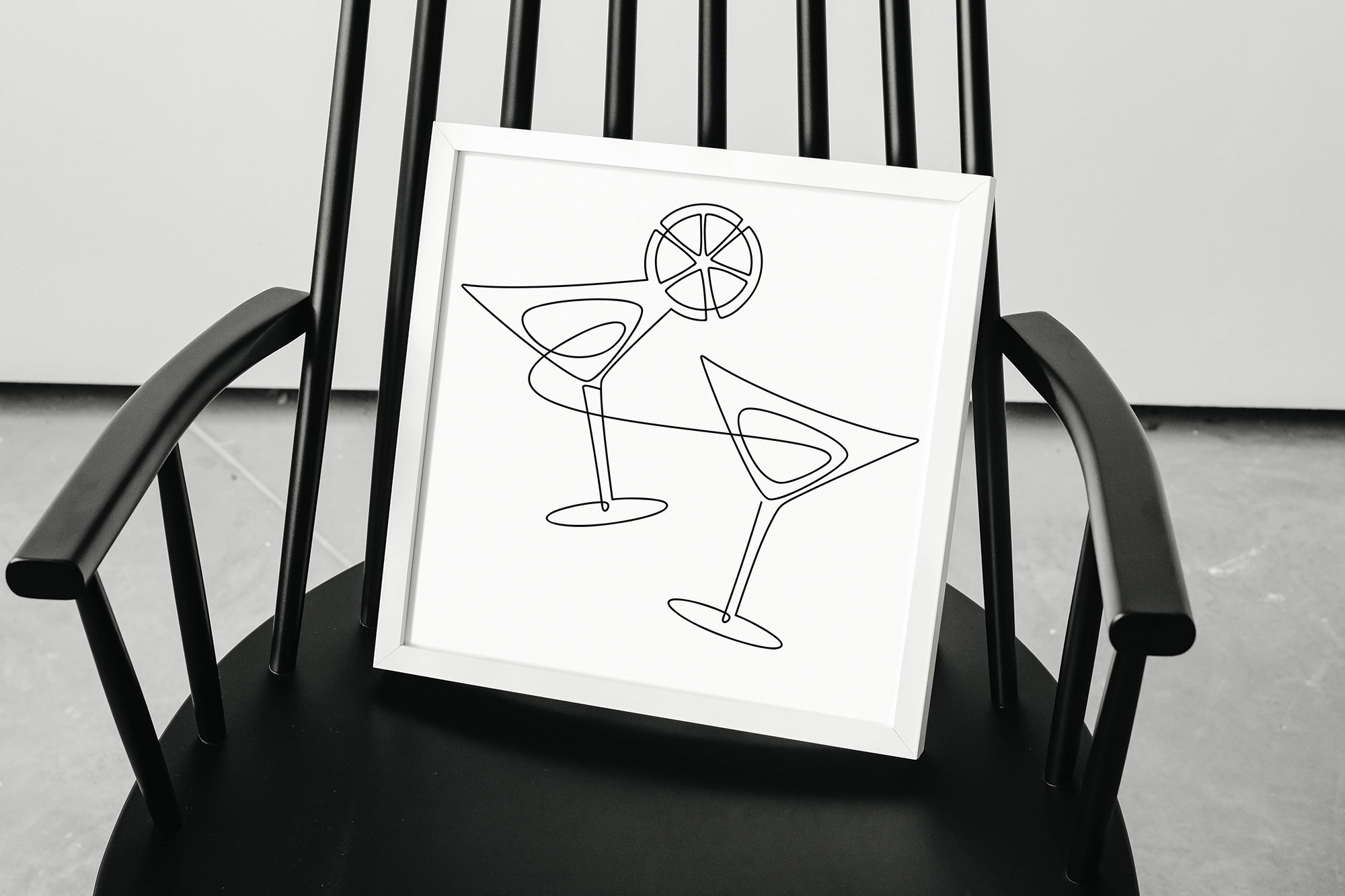 Cocktail Glass Line Art Printable Wall Art Martini SVG Print Wine Lover ...