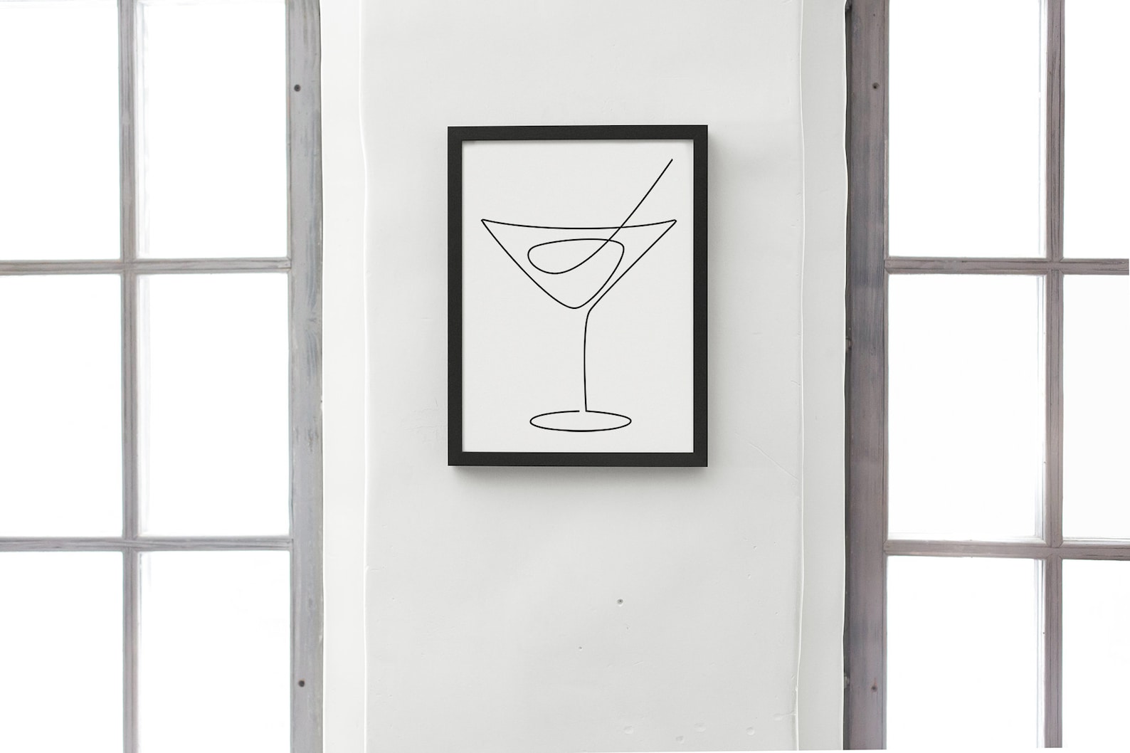 Martini Glass Line Art Printable Wall Art Cocktail SVG Print Wine Lover ...