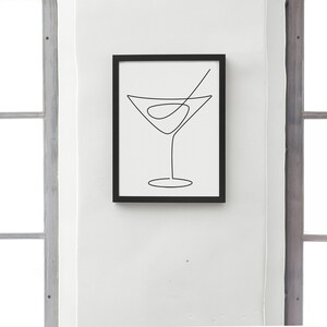 Martini Glass Line Art Printable Wall Art Cocktail SVG Print Wine Lover ...