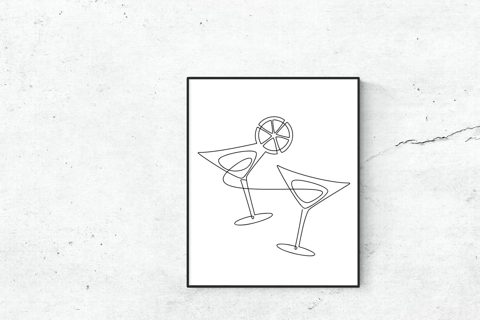 Cocktail Glass Line Art Printable Wall Art Martini SVG Print Wine Lover ...