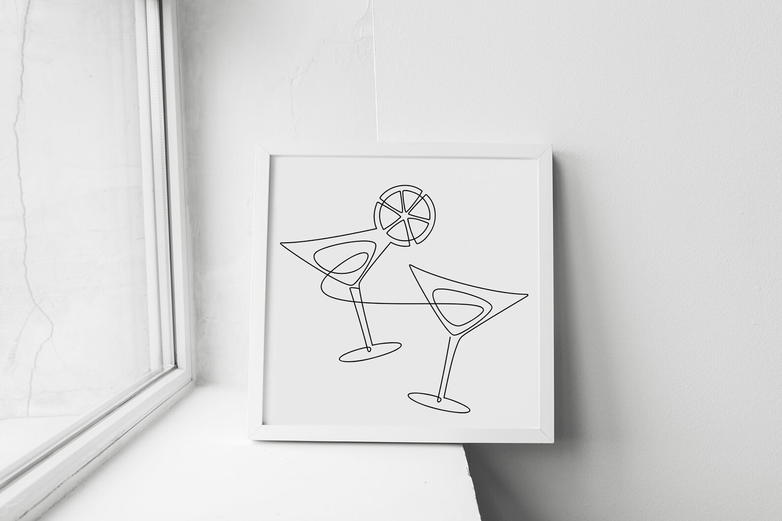 Cocktail Glass Line Art Printable Wall Art Martini SVG Print Wine Lover ...