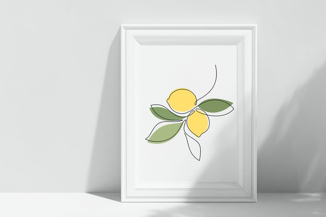 Lemon Line Art Lemon Wall Art Home Decor Lemon Line Drawing Poster ...