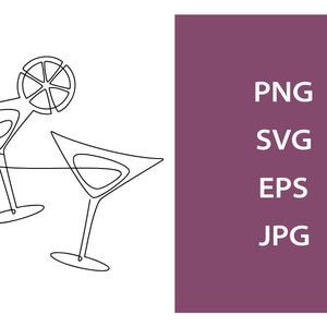 Cocktail Glass Line Art Printable Wall Art Martini SVG Print Wine Lover ...