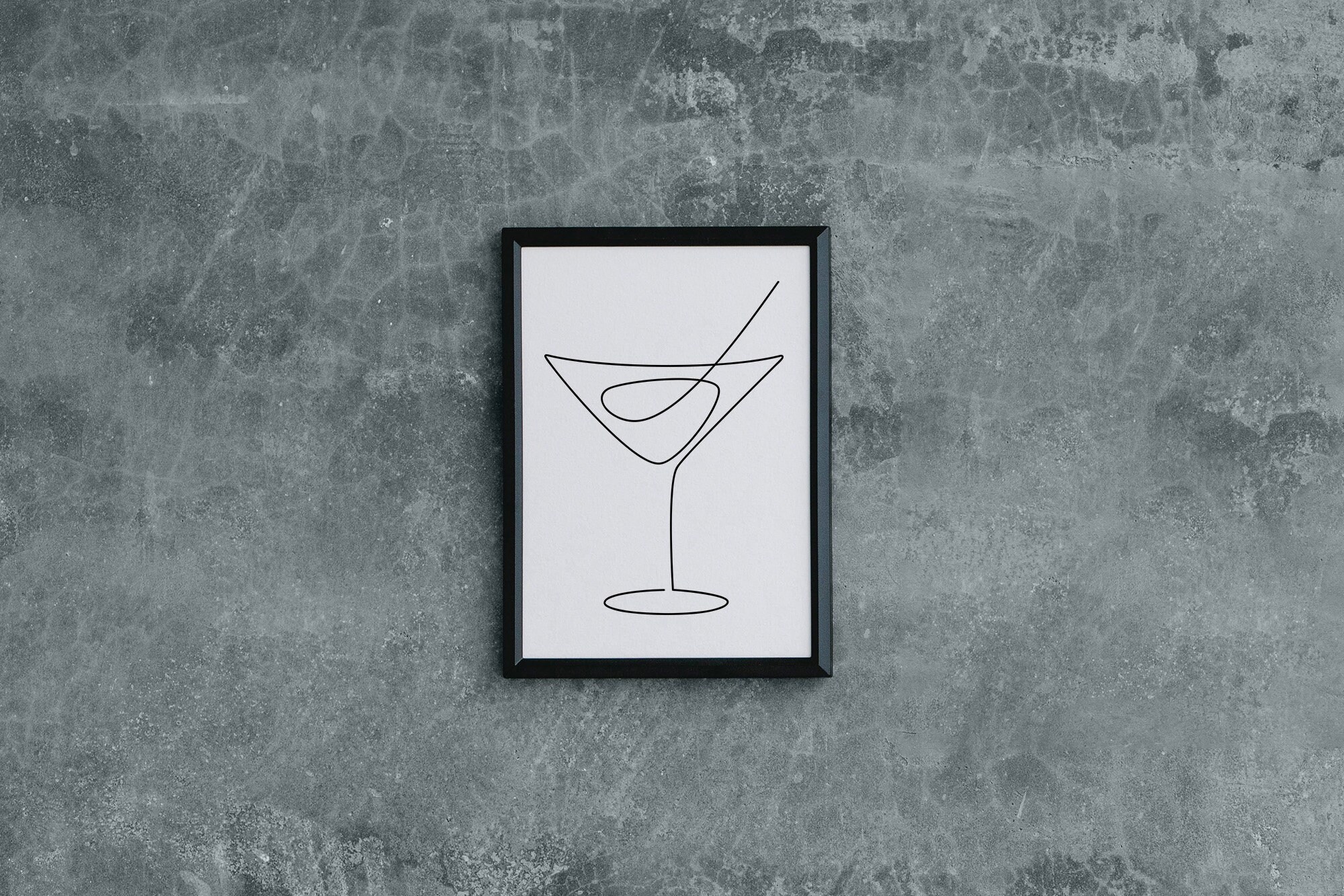 Martini Glass Line Art Printable Wall Art Cocktail SVG Print Wine Lover ...