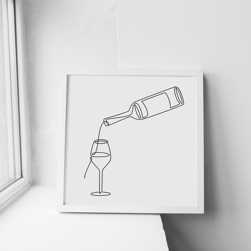 Wine Line Drawing - Etsy