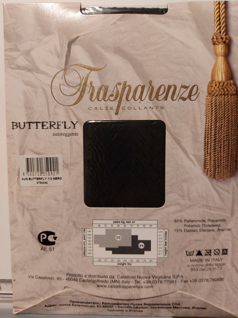 Trasparenze Vintage Hold Ups Zig Zag Pattern With Plain Top Black Size ...