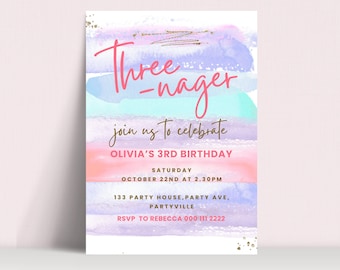 Little Miss Threenager 3rd Birthday Invitation Funny Third Birthday ...