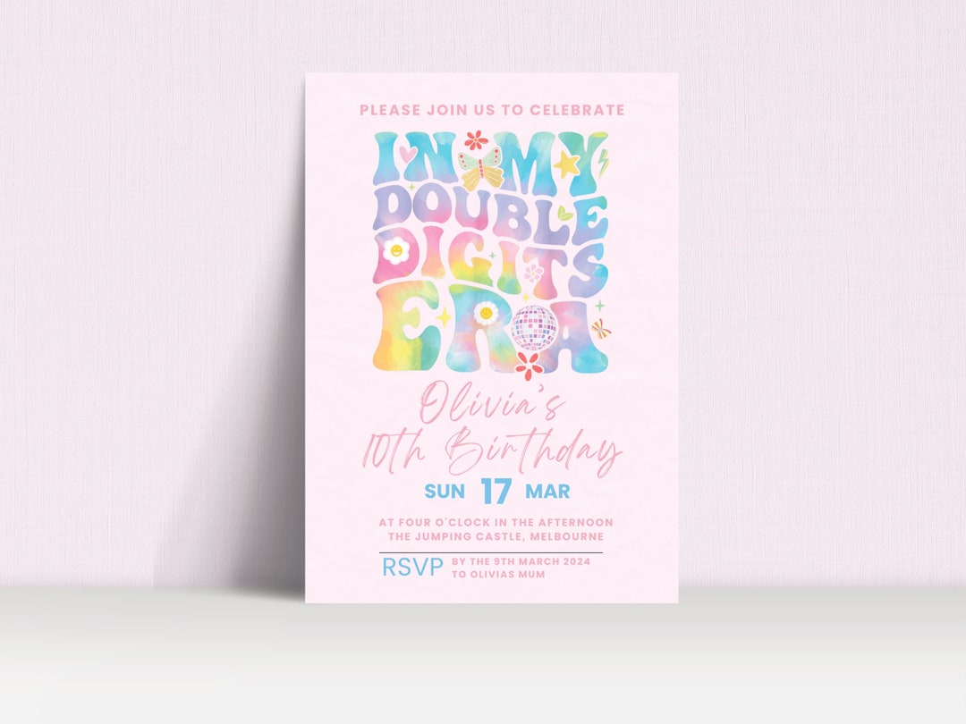 Double Digit Era Invite, Girls Birthday Invite , Eras Invite , Double ...