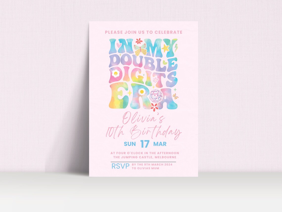 Double Digit Era Invite, Girls Birthday Invite , Eras Invite , Double ...