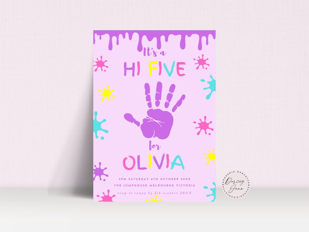 Hi Five Birthday Invite, High Five Invitation , Instant Download , High ...