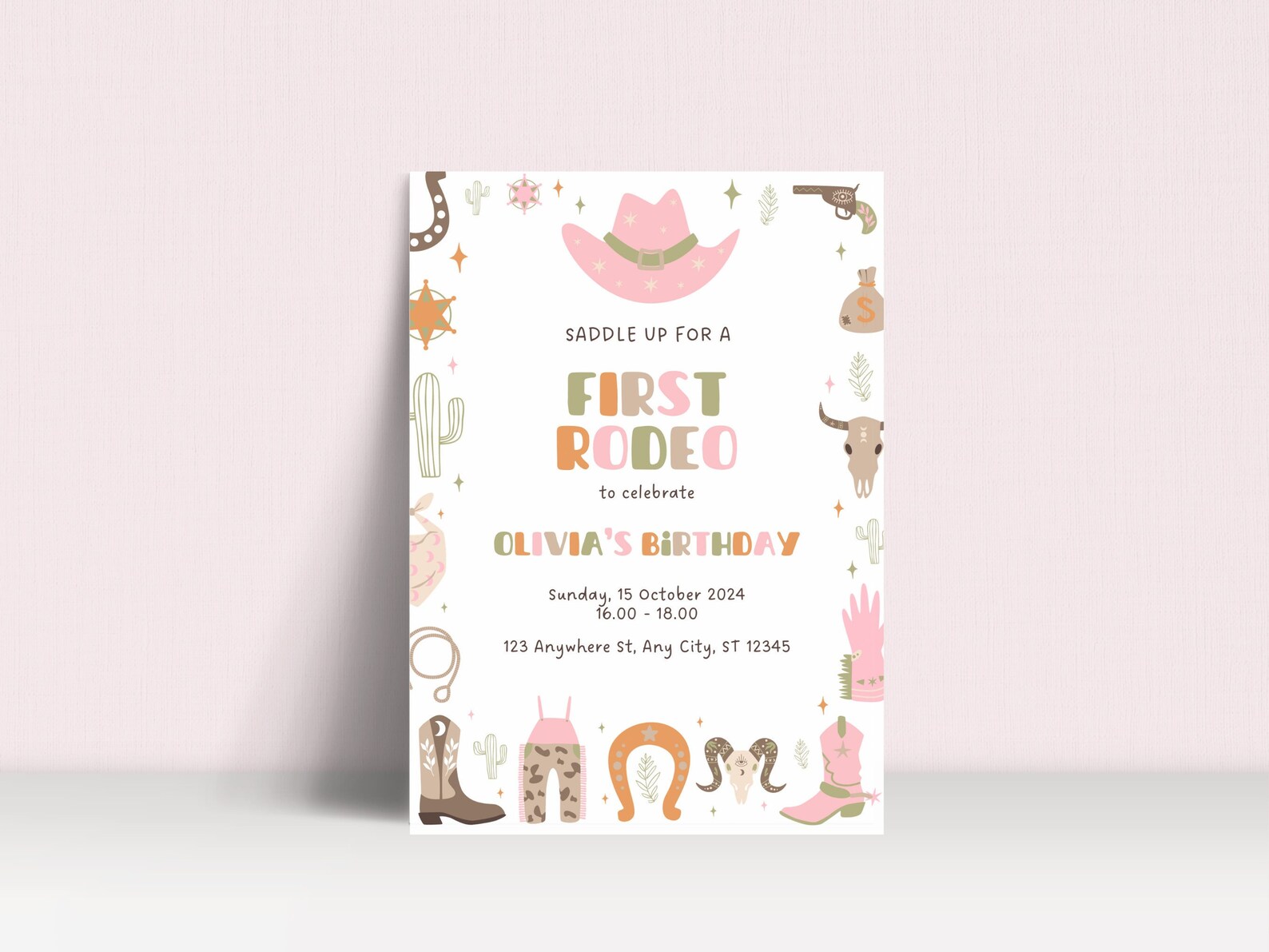My First Rodeo Birthday Invitation for a Girl, Girl 1st Rodeo Birthday ...