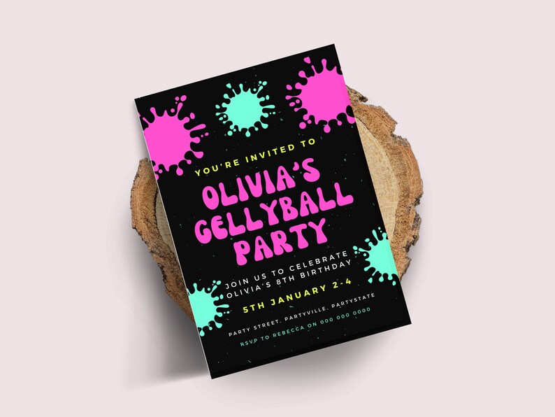 Gellyball Birthday Party Invitation, Paintball Invite , Paintball ...