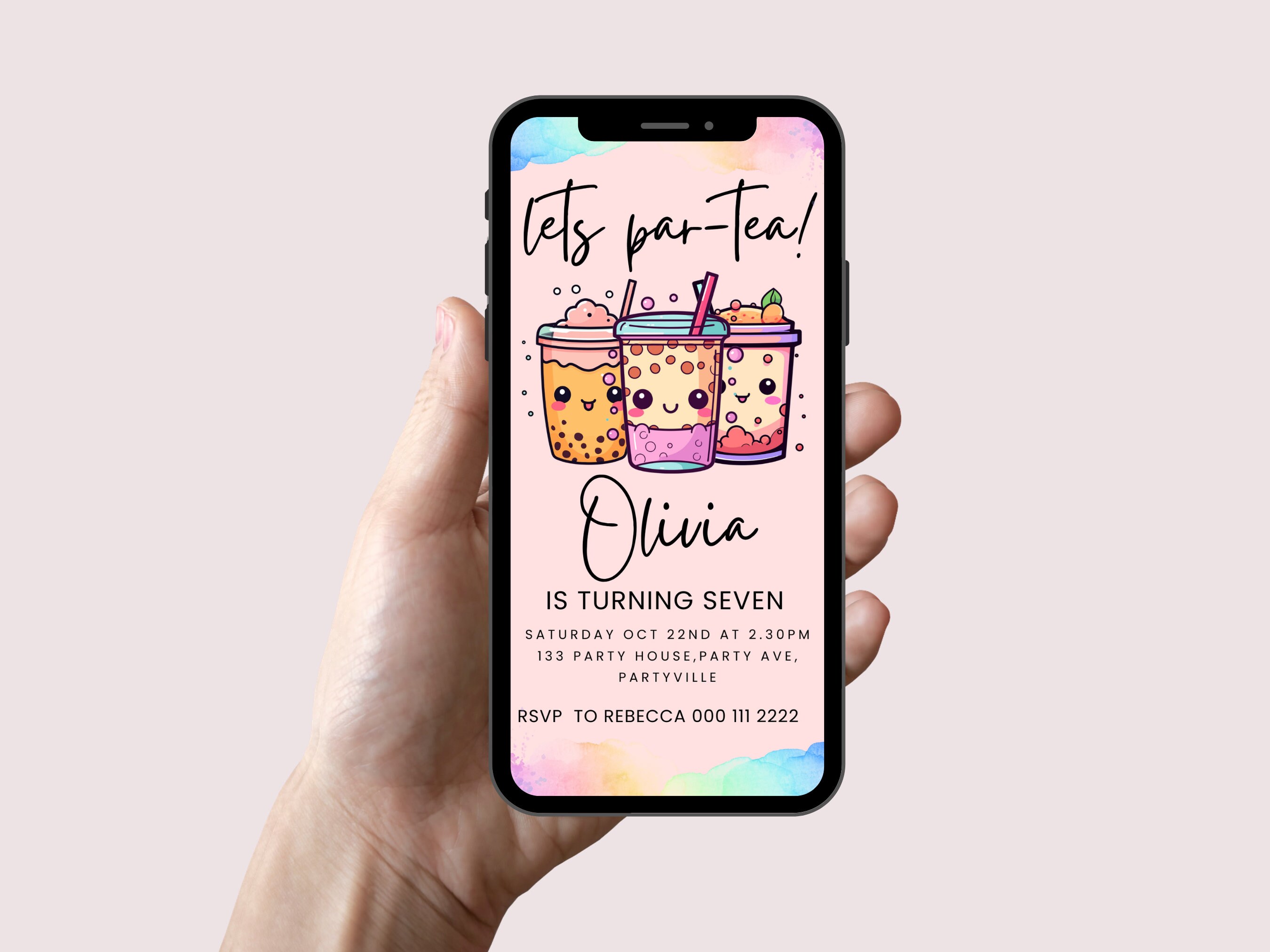 Boba Tea Party Invitation, Evite, Bubble Tea, Boba Party Birthday ...