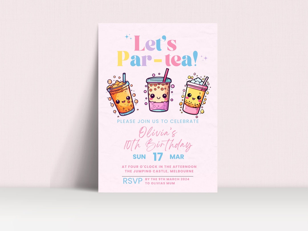 Bubble Tea Birthday Invitation , Boba Tea Party, Bubble Tea, Boba Party ...