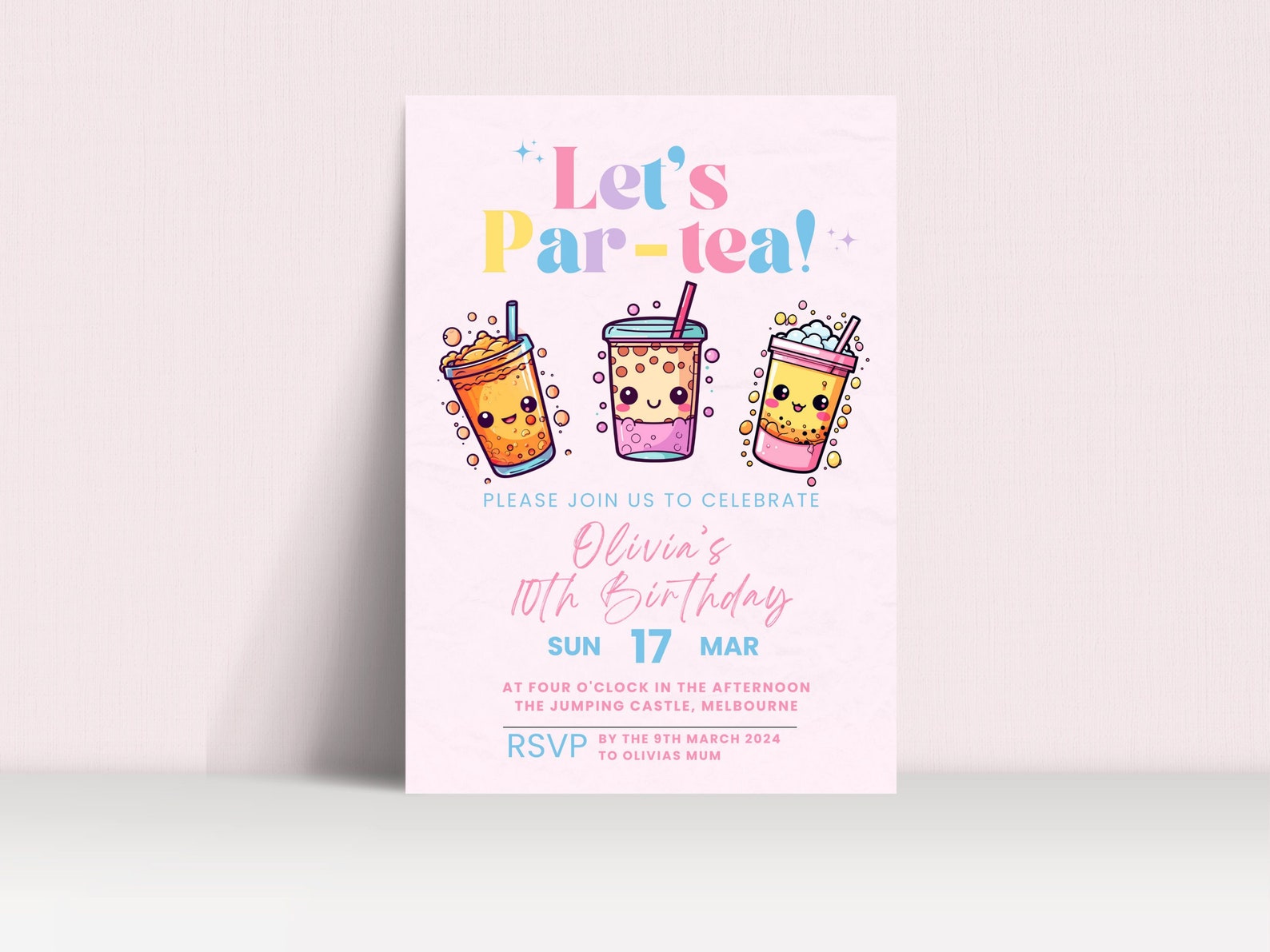 Bubble Tea Birthday Invitation , Boba Tea Party, Bubble Tea, Boba Party ...