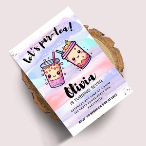 Boba Tea Party Invitation , Bubble Tea, Boba Party Birthday Invitation ...