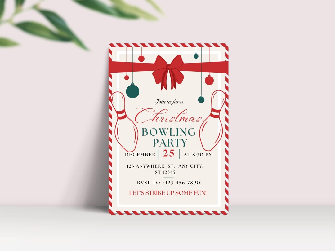 Christmas Bowling Party Invitations, Holiday Bowling Party ,kids ...