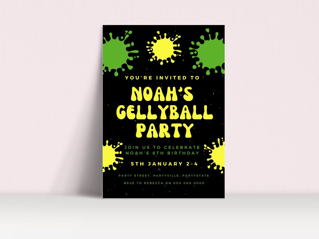 Gellyball Birthday Party Invitation, Paintball Birthday , Gelly Ball ...