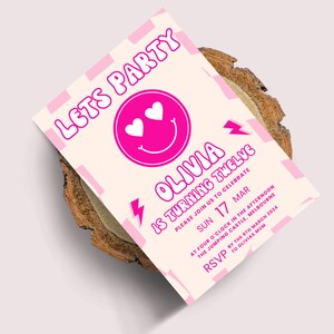 Preppy Girl Bday Invitations, Hot Pink Party Bday Printable Invite ...