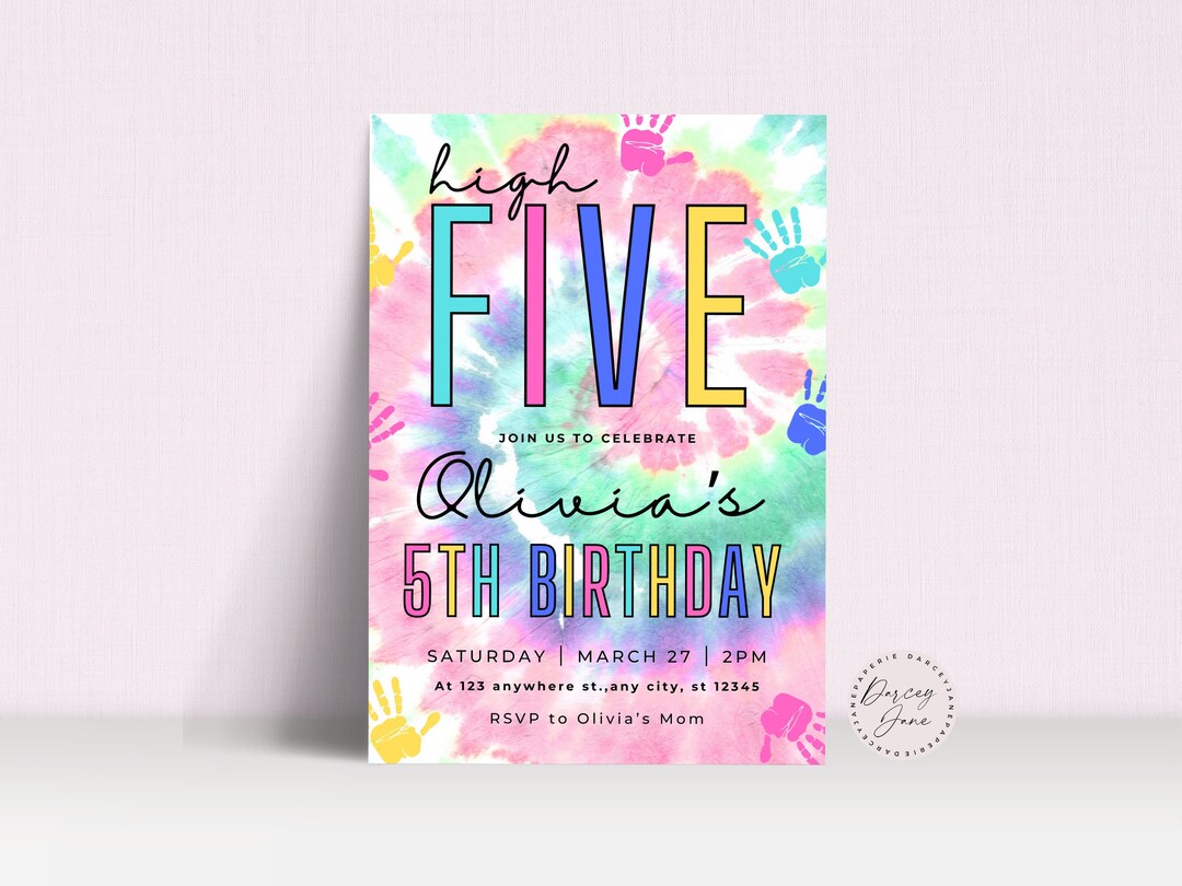 Hi Five Birthday Invite, High Five Invitation , Hi Five 5th Birthday ...