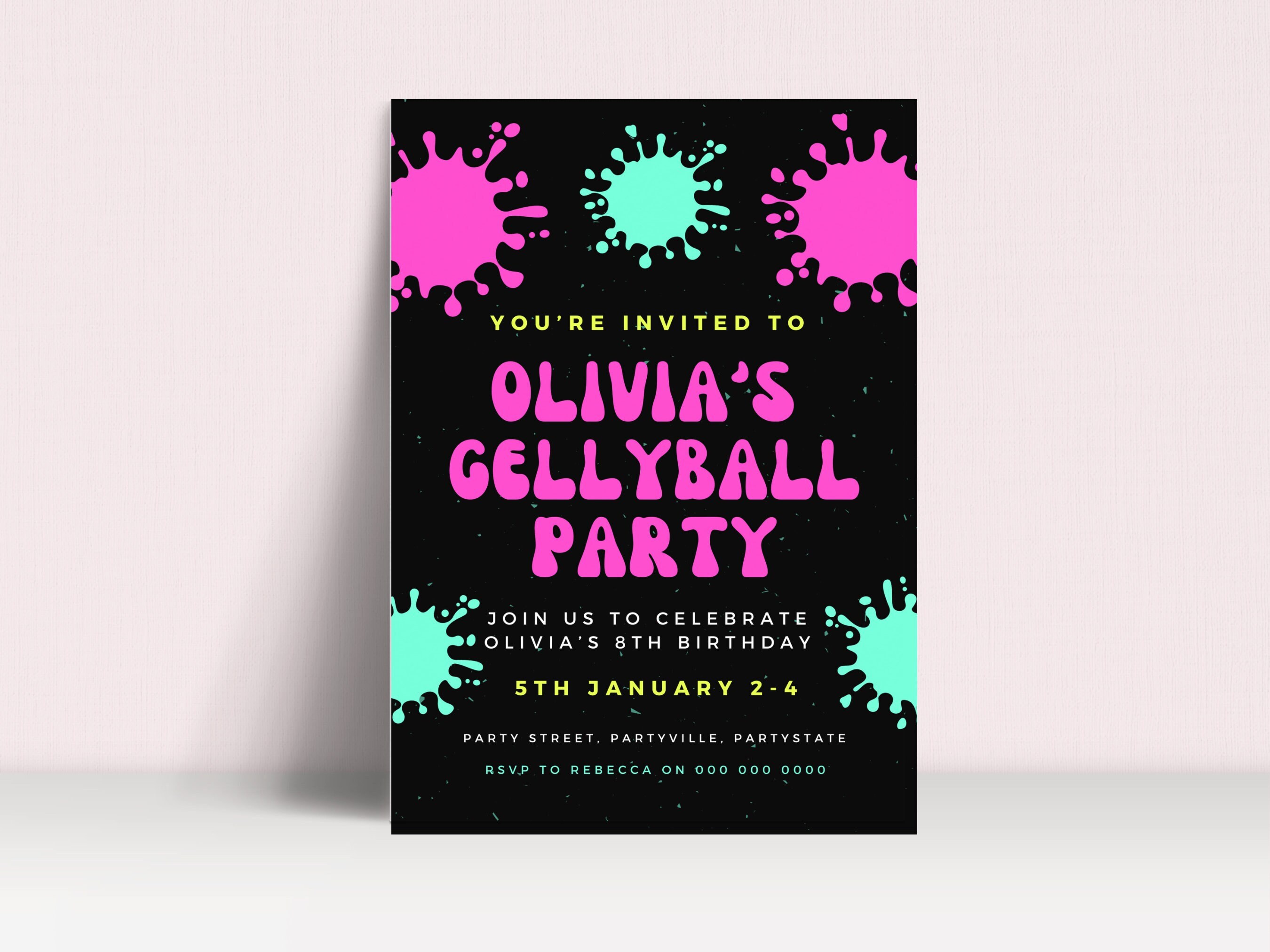 Gellyball Birthday Party Invitation, Paintball Invite , Paintball ...