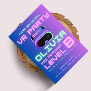 VR Birthday Invitation, Virtual Reality Games Invite , Girls Gaming ...