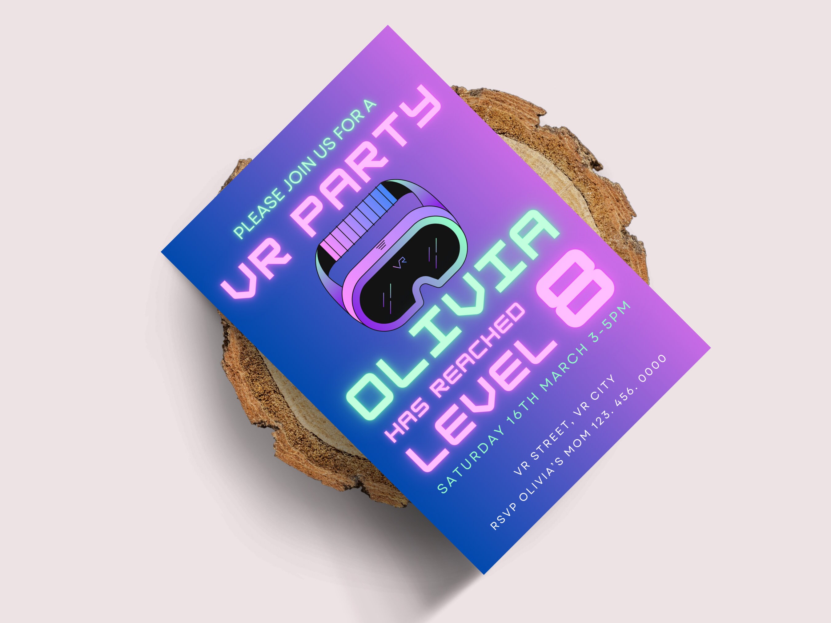 VR Birthday Invitation, Virtual Reality Games Invite , Girls Gaming ...