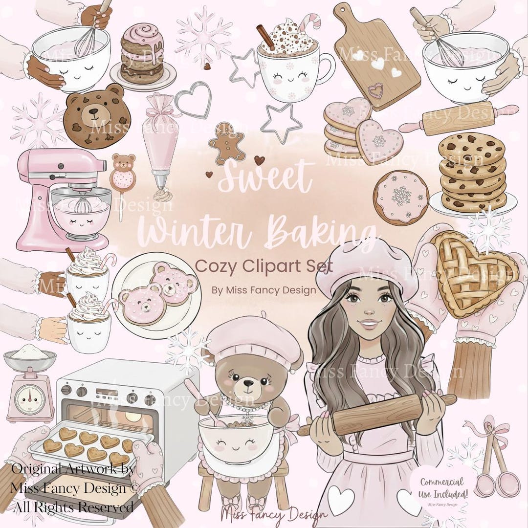 Sweet Winter Baking Clipart Set • Cozy Holiday PNG Clipart Commercial ...